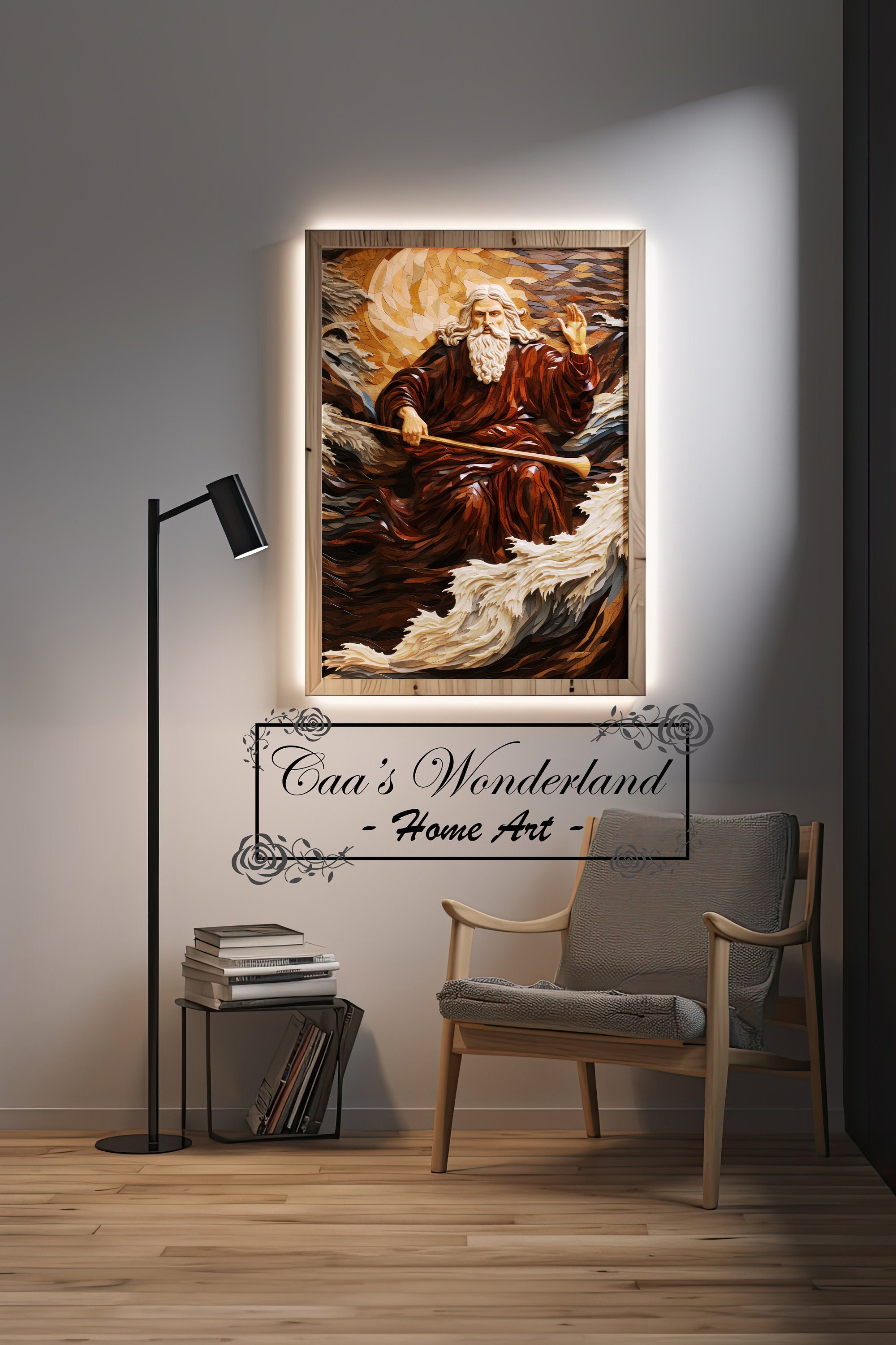 Moses Wood Inlay Wall Art Digital Download, Christian Faux Veneer ...