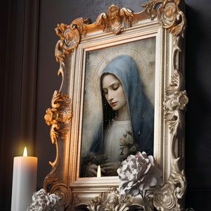 Crying Mary Christian Wall Art, Virgin Mary Digital Download ...