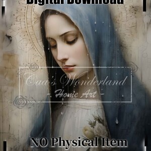 Crying Mary Christian Wall Art, Virgin Mary Digital Download ...