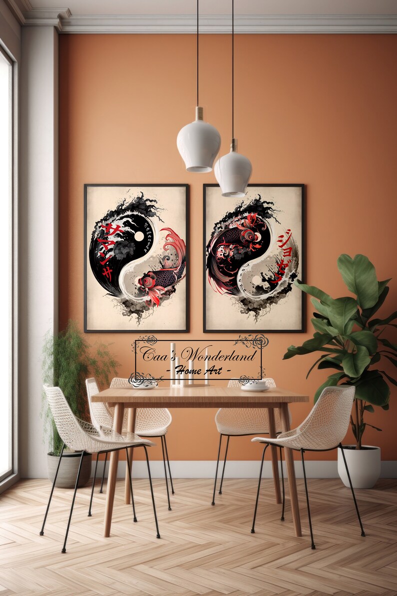 Your Names in Japanese Print Yin Yang Fish Calligraphy Personalized ...