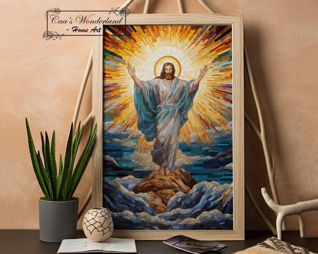 Mosaic Tiles Jesus at the Sea of Galilee Wall Art, Christian Faux ...