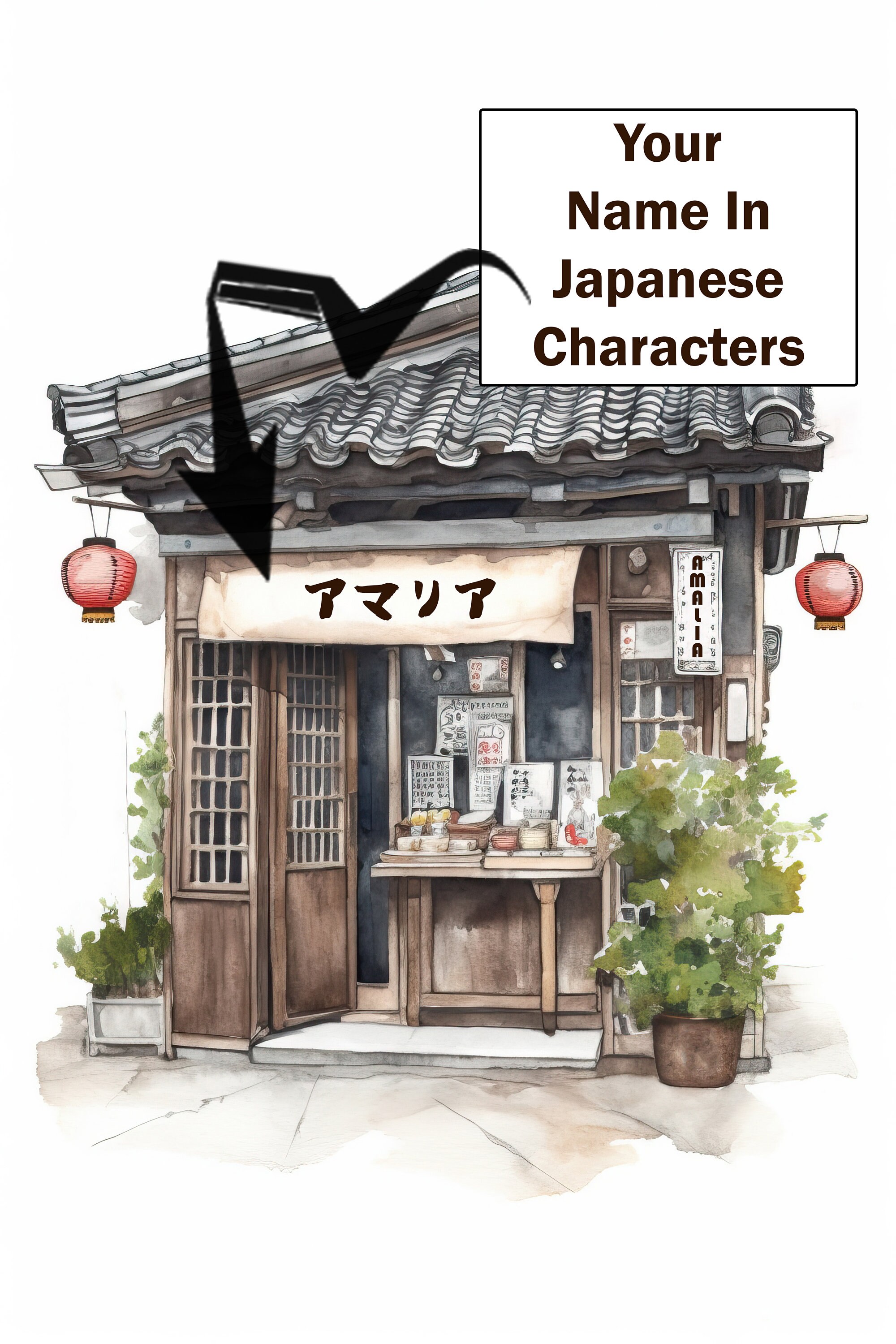 Your Name in Japanese Print Combini Store Calligraphy - Etsy