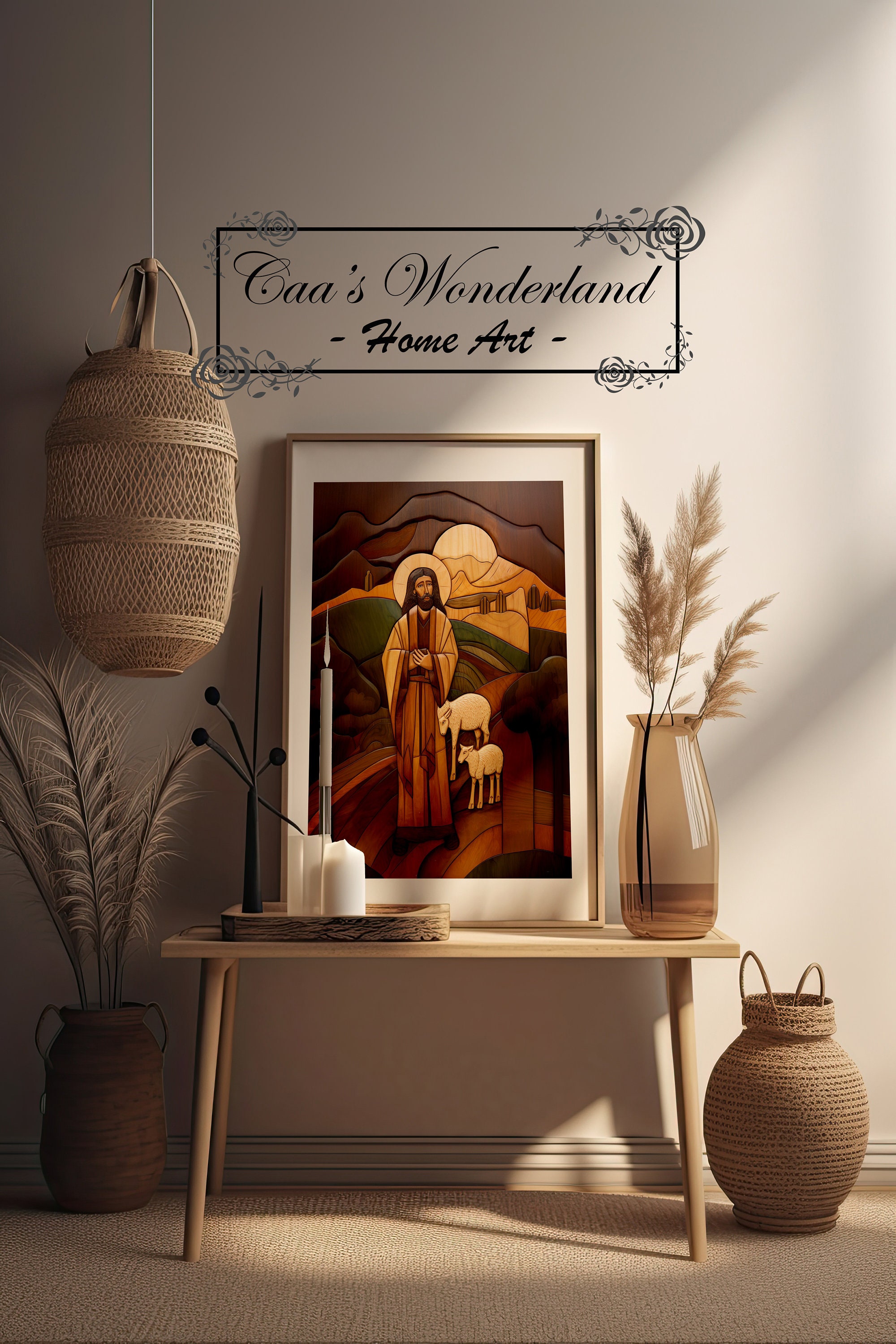 Christian Wood Inlay Wall Art Bundle, Christian Faux Veneer Carving ...
