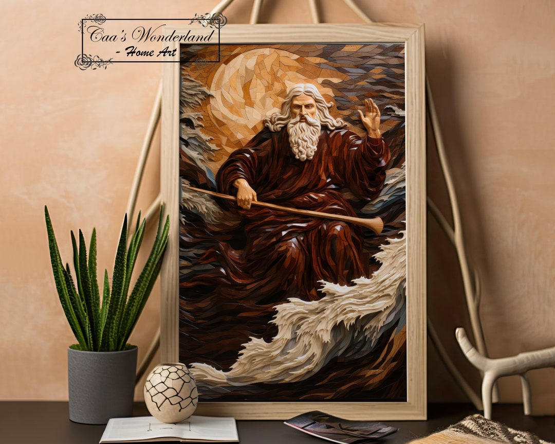 Moses Wood Inlay Wall Art Digital Download, Christian Faux Veneer ...