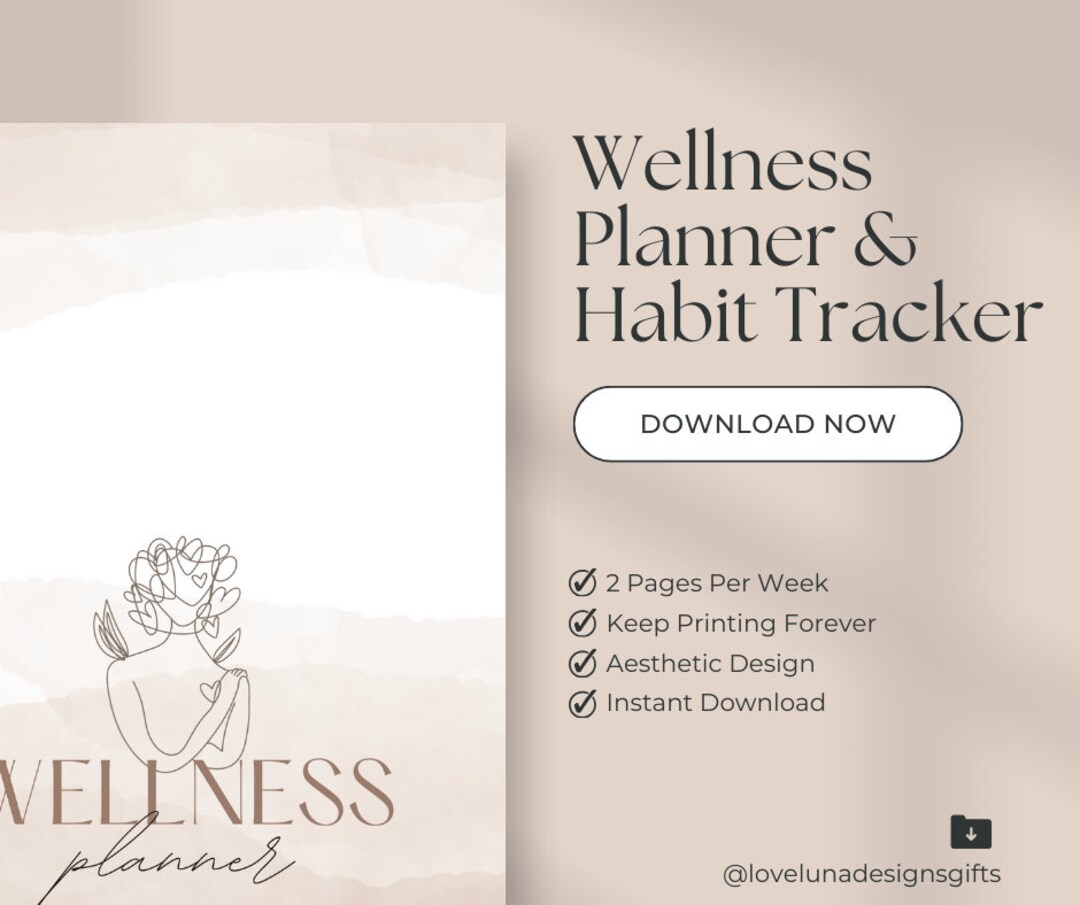A5 Printable Aesthetic Wellness & Skincare Planner Journal | Habit ...