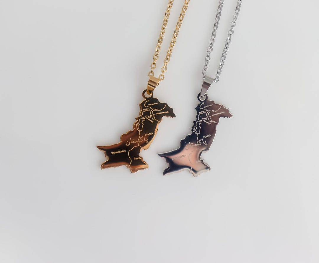 Pakistan Map Necklace Engraved, Map Necklace, Country Pride Necklace ...