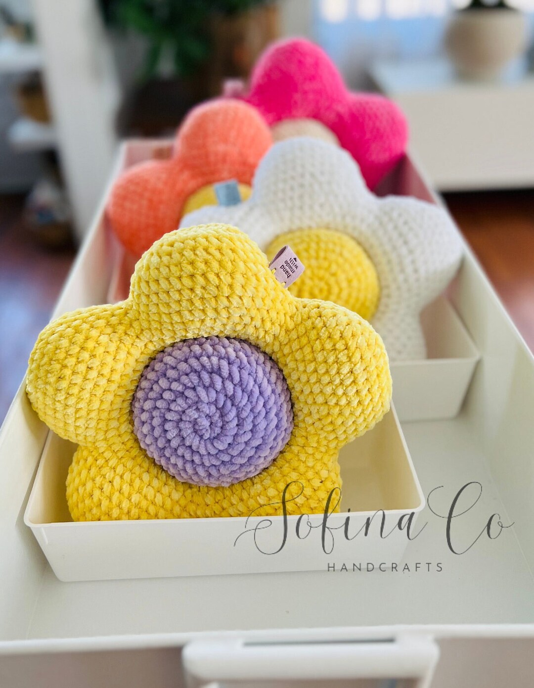 Handmade Crochet Daisy Cushion: Retro Flower Plush Pillow, Gift Ideas ...