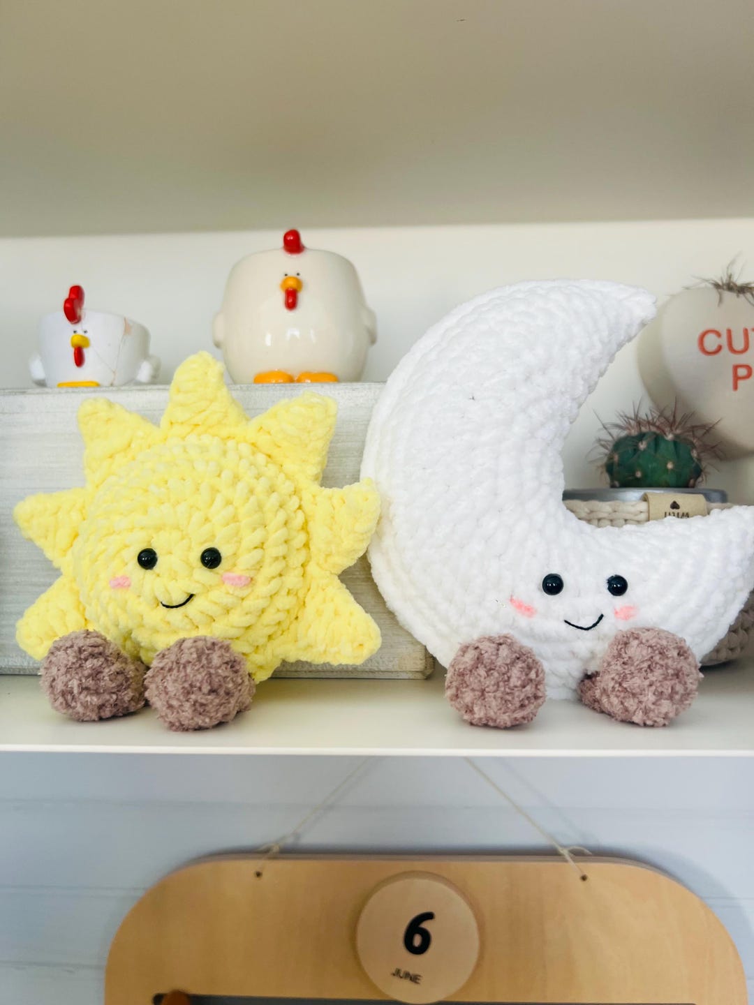 Crochet Sun & Moon Jellycat Inspired Plush Toy, Handmade Amusable Sun ...