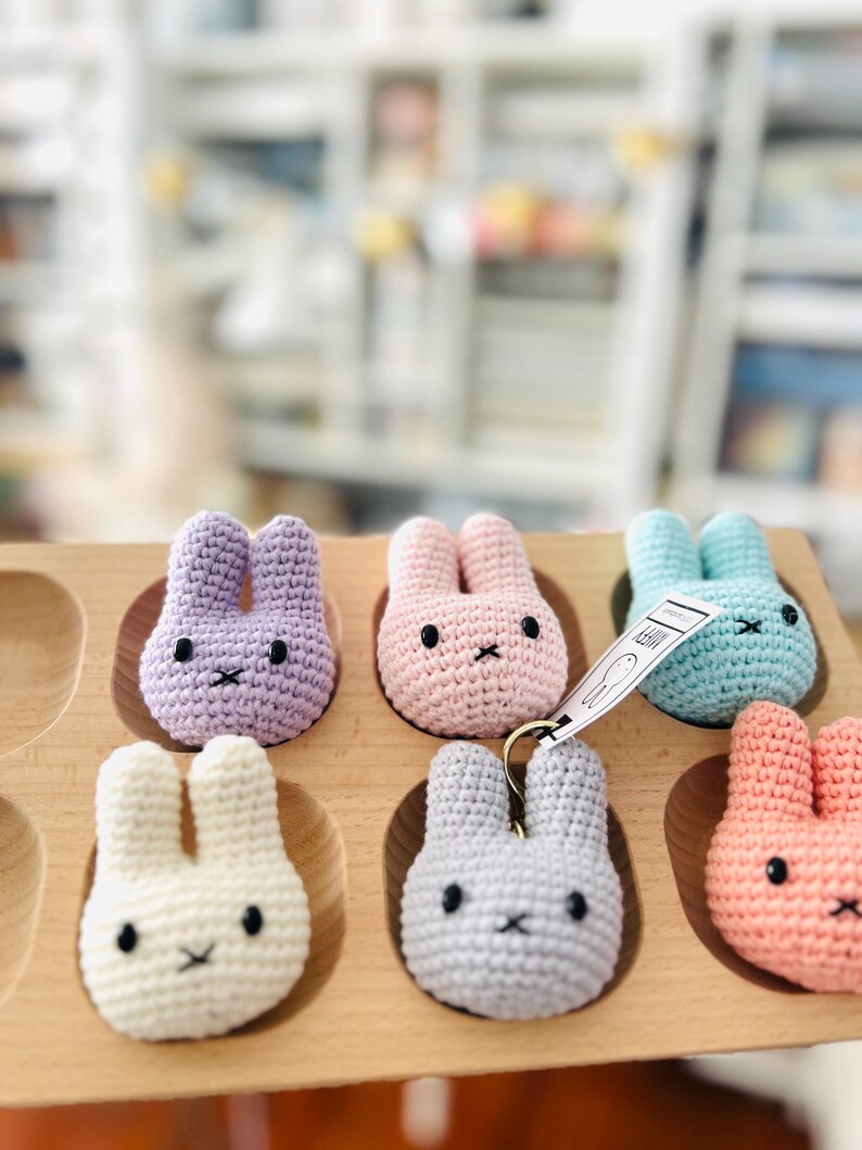 Handmade Crochet Bunny Keychain – Cotton Amigurumi Bag Charm | White ...