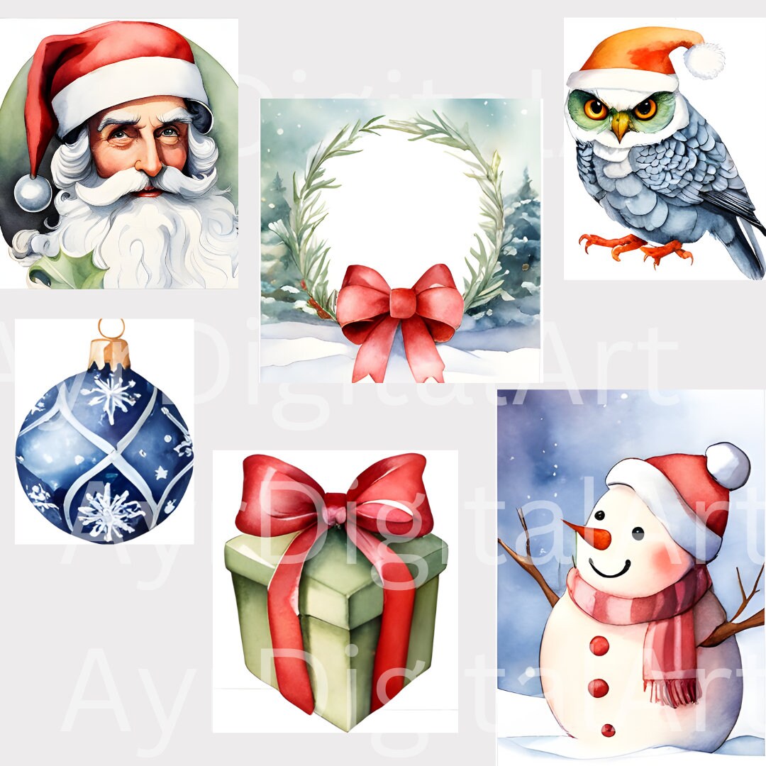 25 Retro, Pastel Christmas Clipart. Retro Clipart, Printable Clipart ...