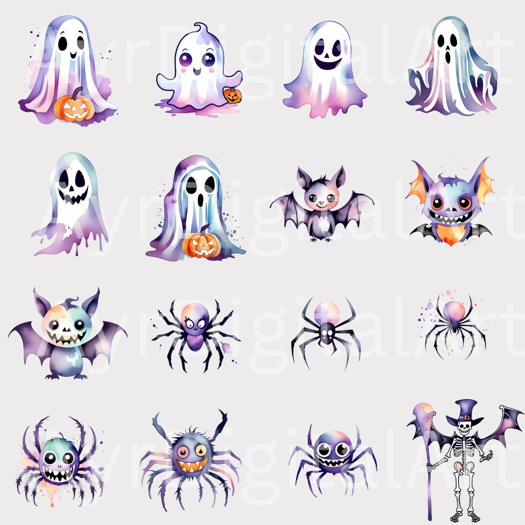 40 Retro, Pastel Halloween Clipart. Retro Clipart, Printable Clipart ...