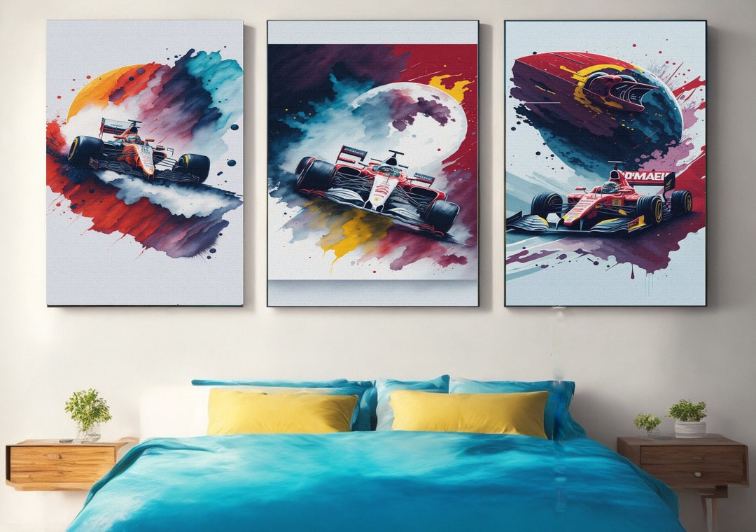 Three F1 Watercolour Splash Poster Art, Printable Wall Art, Printable ...