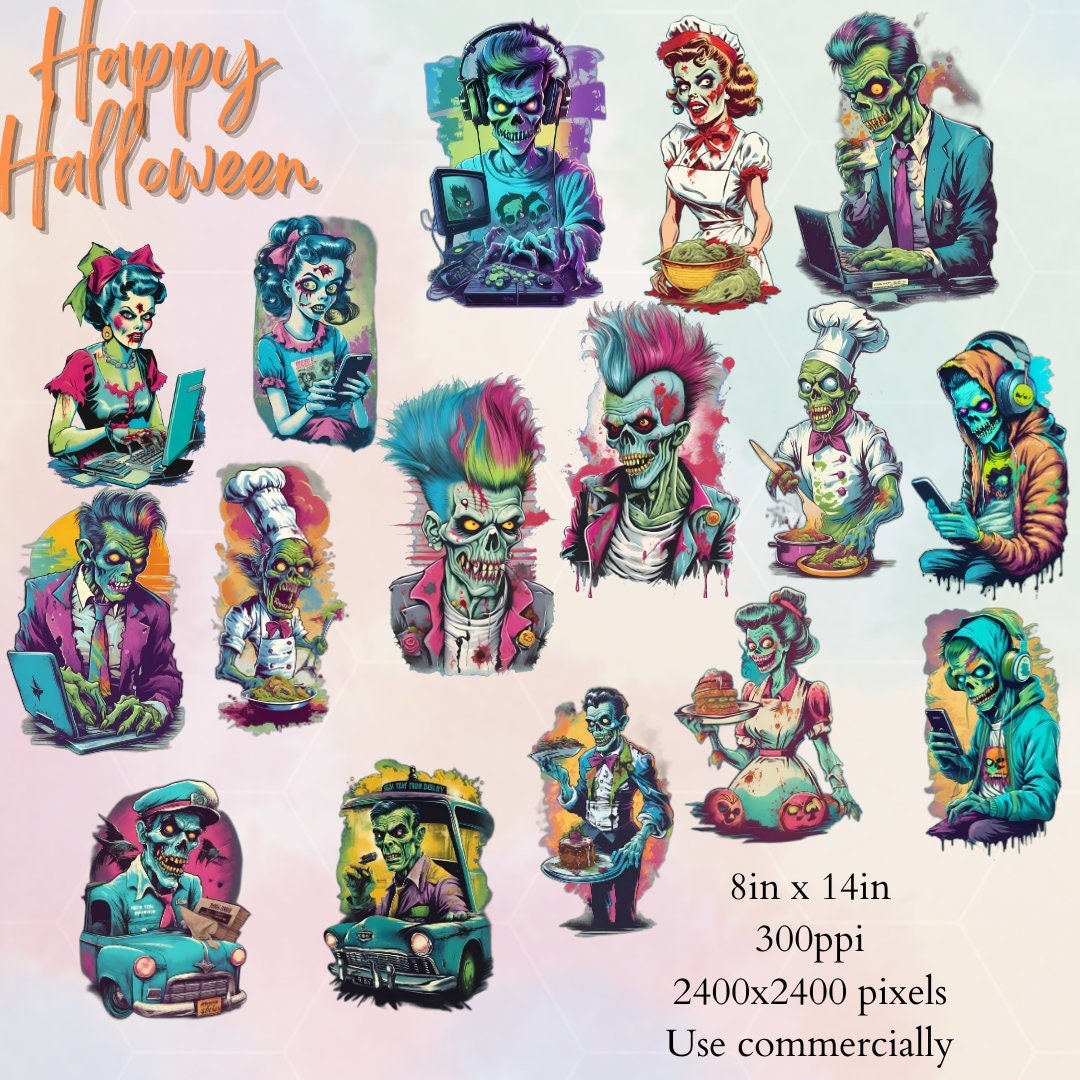 16 Retro Pastel Halloween Clipart. Retro Clipart Printable - Etsy