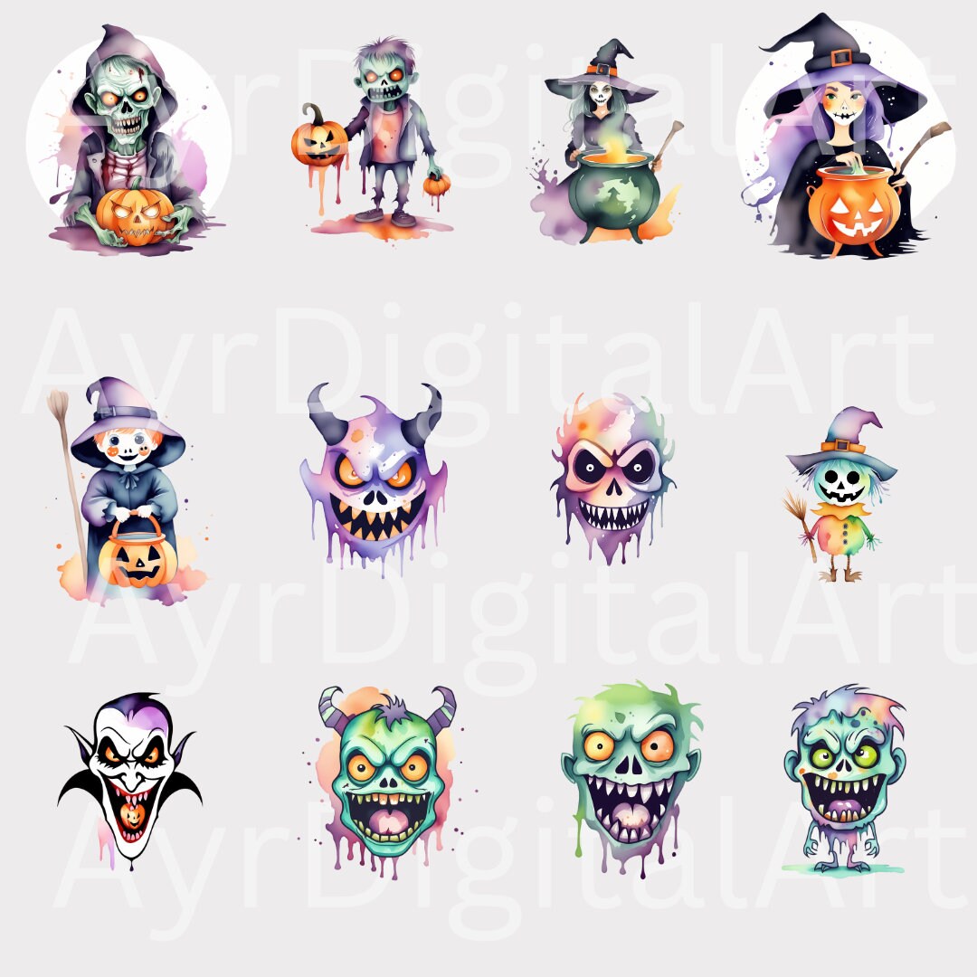40 Retro, Pastel Halloween Clipart. Retro Clipart, Printable Clipart ...