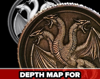 Godzilla Coin 3D Depth Map for Laser Engraving - Etsy