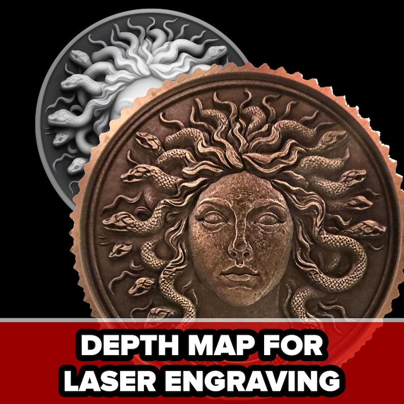 Medusa Coin 3D Depth Map for Laser Engraving - Etsy