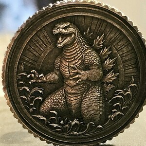 Godzilla Coin 3D Depth Map for Laser Engraving - Etsy