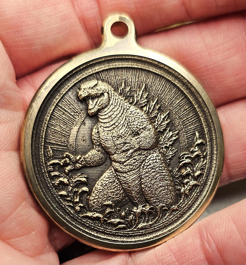 Godzilla Brass 3D Medallion 44mm Diameter - Etsy