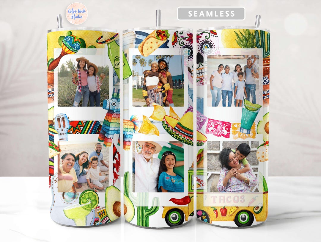 Mexico Tumbler Wrap PNG Add Your Own 6 Photos Sublimation Seamless ...