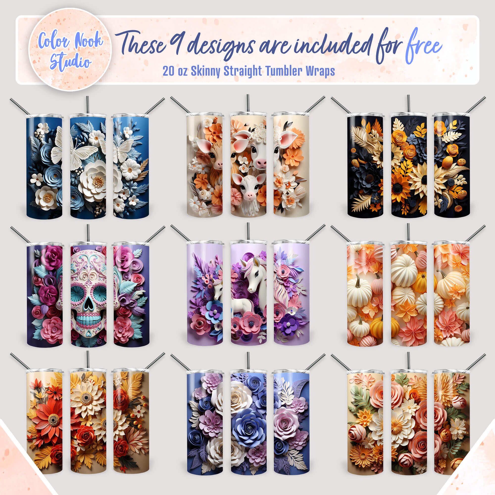 Kawaii Fox Tumbler Wrap Colorful PNG for Sublimation 20oz - Etsy