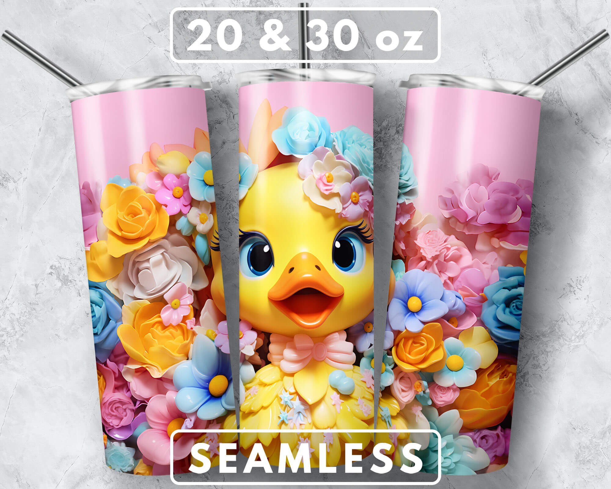 3D Yellow Duck 20 Oz 30 Oz Skinny Straight Tapered Tumbler - Etsy