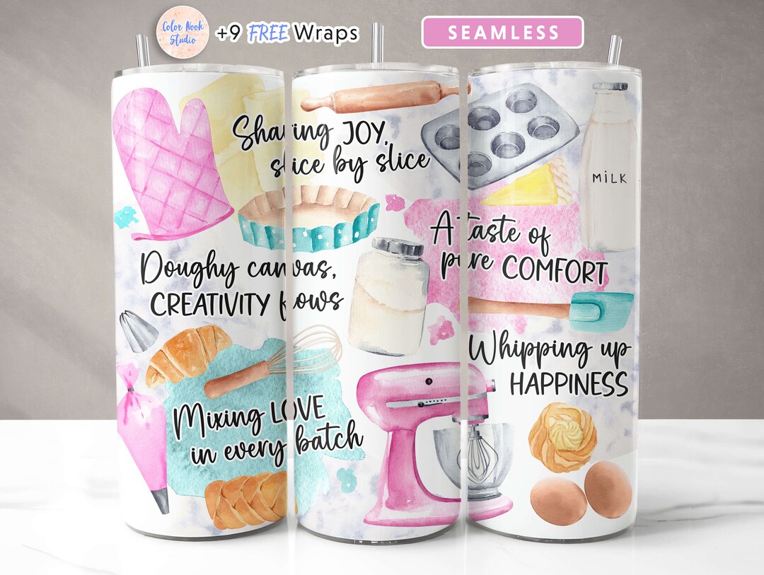 Baking 20 Oz Tumbler PNG Quotes Seamless Sublimation Skinny Tumbler ...