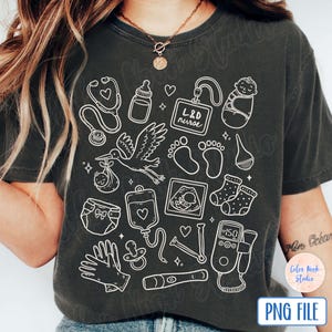 Labor and Delivery Nurse Doodles PNG, Hand Drawn Doodle Design, L&D RN ...