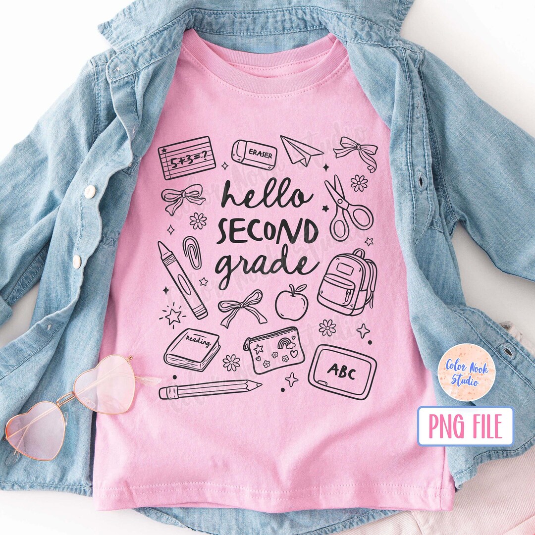 Second Grade Back to School PNG, Hand Drawn Doodles, Kids, Coquette ...