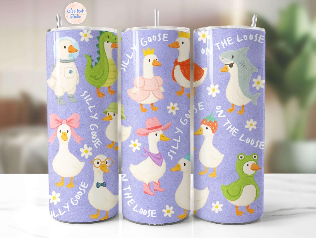 Goose Tumbler Wrap PNG, Silly Goose on the Loose, Funny, Cute, Seamless ...