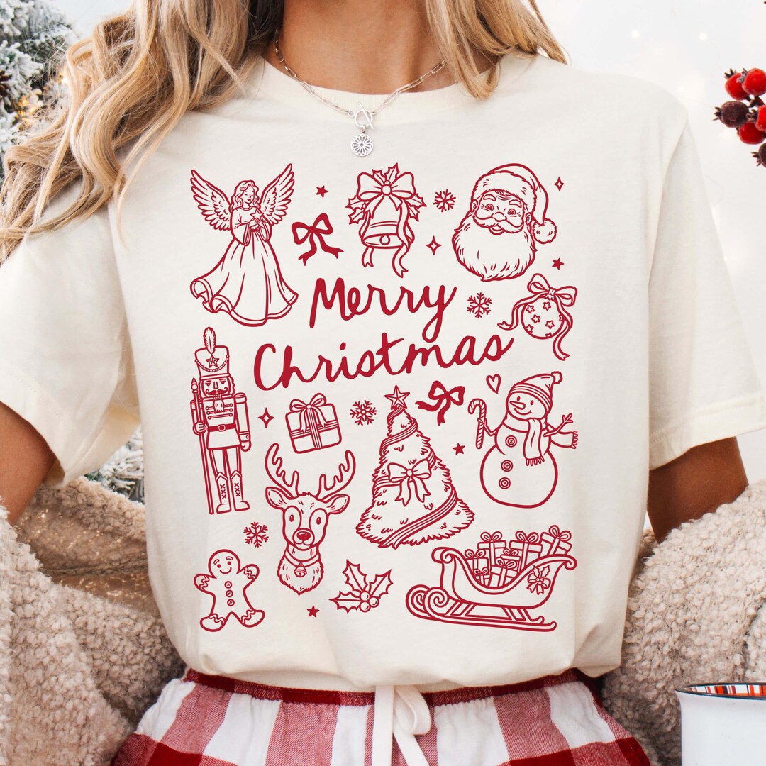 Merry Christmas Doodle PNG, Coquette Hand Drawn Xmas Design, Retro ...