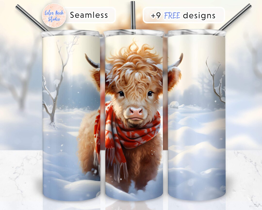 Baby Highland Cow 20 Oz Tumbler Wrap PNG Winter Sublimation - Etsy
