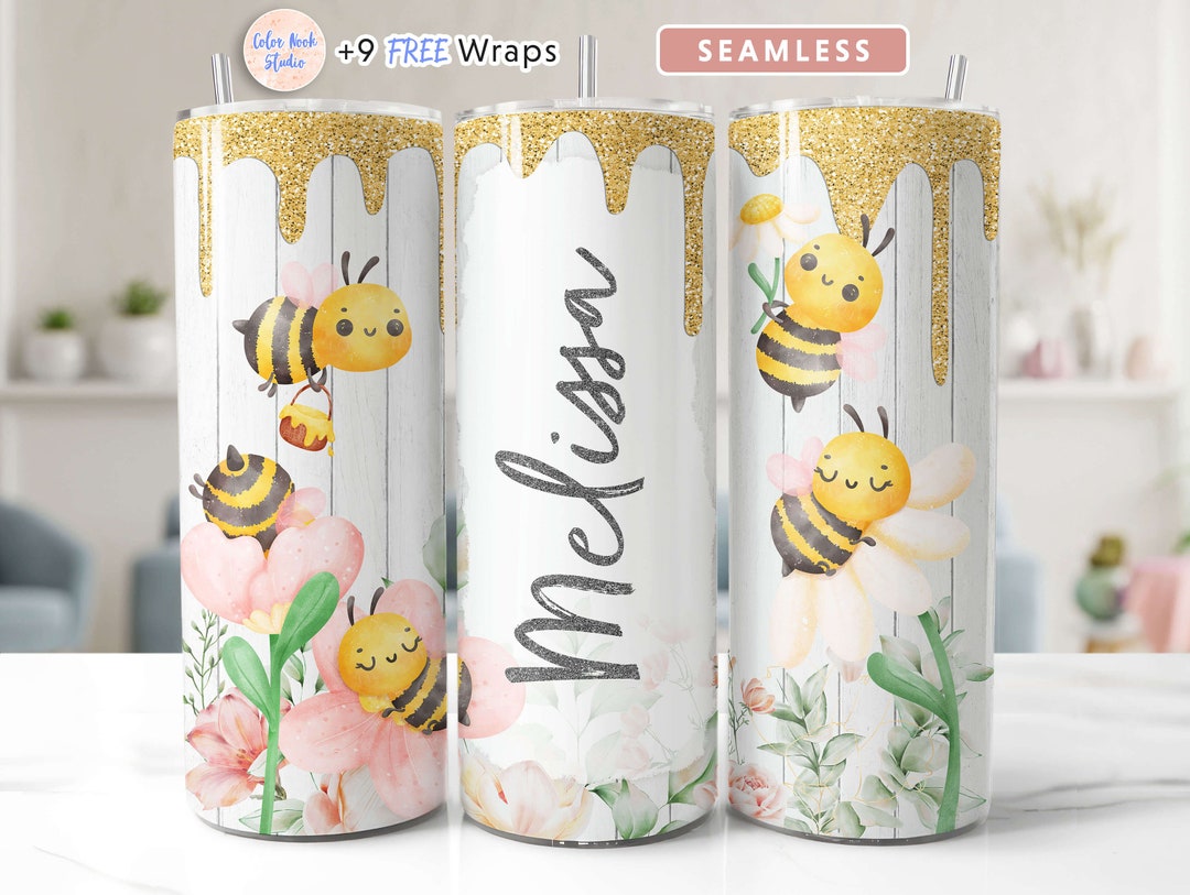 Add Your Own Name Tumbler Wrap Bee PNG Seamless Sublimation 20 Oz ...