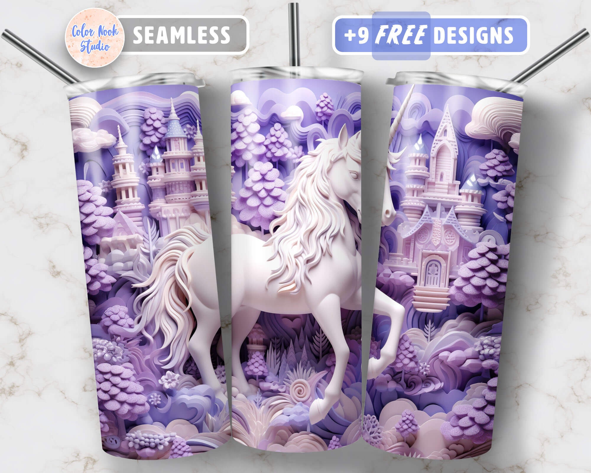 Seamless 3D Unicorn Tumbler Wrap 20 Oz and 30 Oz Skinny - Etsy