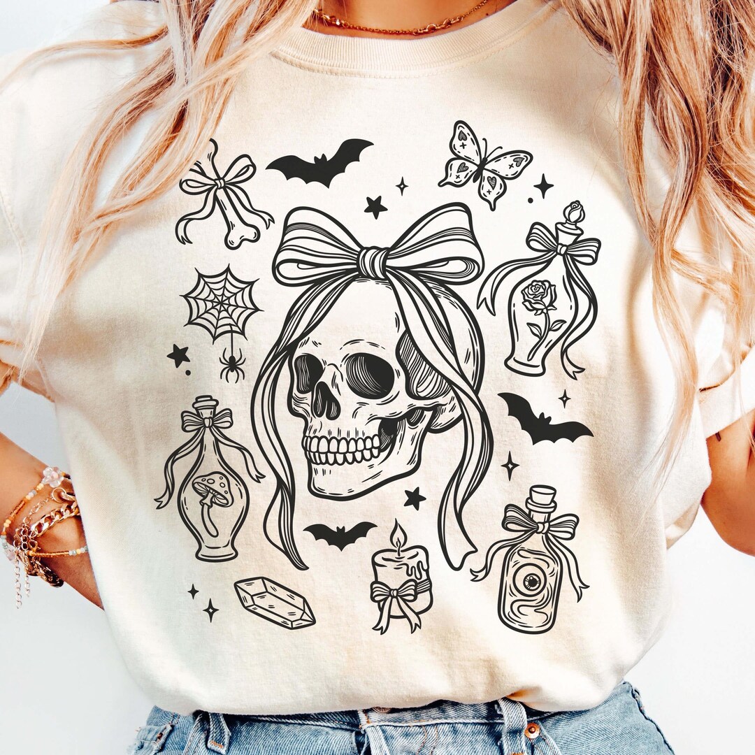 Skull Doodle PNG, Doodle Art Design, Coquette Halloween, Transparent ...