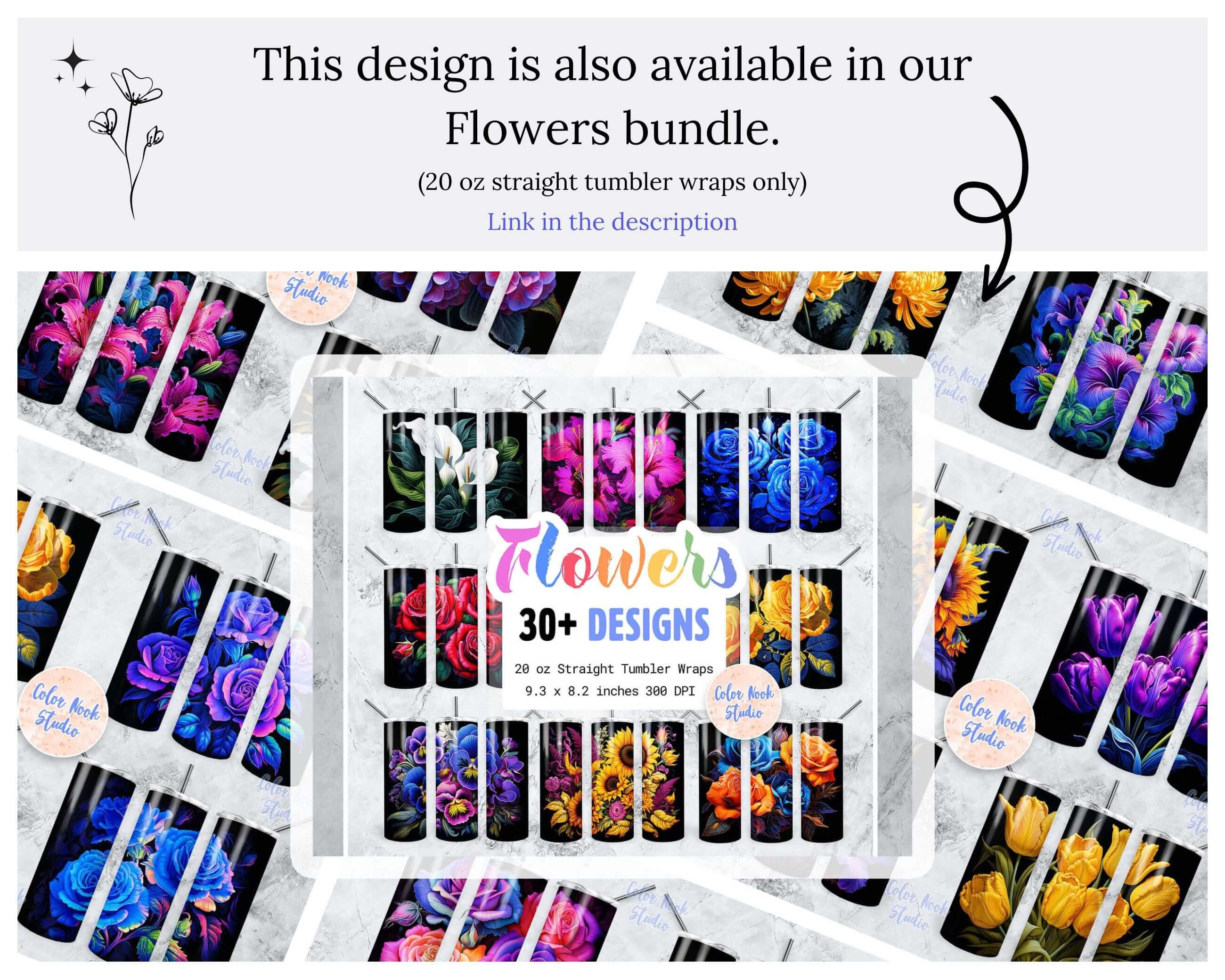 White Lilies Tumbler Wrap PNG Floral 20 Oz Tumbler Design - Etsy