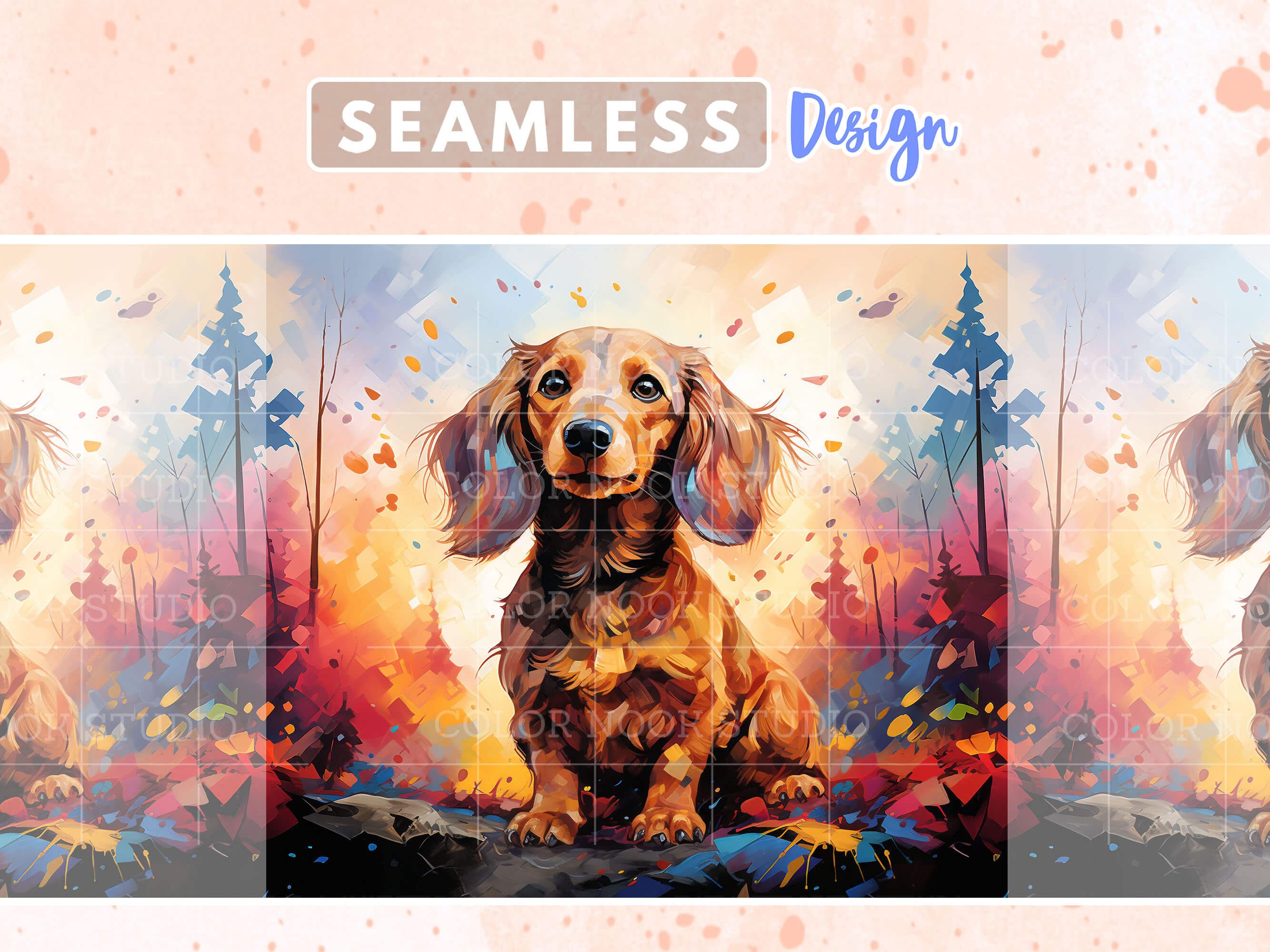 Dachshund Tumbler Wrap PNG Sublimation Design Seamless 20oz Skinny ...