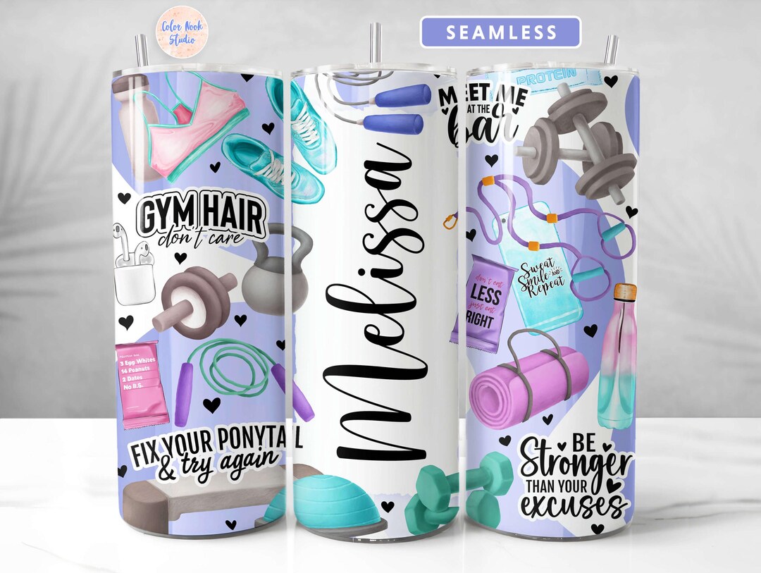 Gym Tumbler Wrap Personalized Workout Fitness PNG Add Your Own Name ...