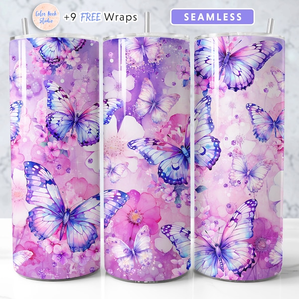 Pink Butterfly Tumbler Svg Etsy