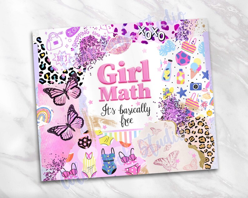 Girl Math Tumbler Wrap PNG Funny Sublimation Seamless 20 Oz Tumbler ...