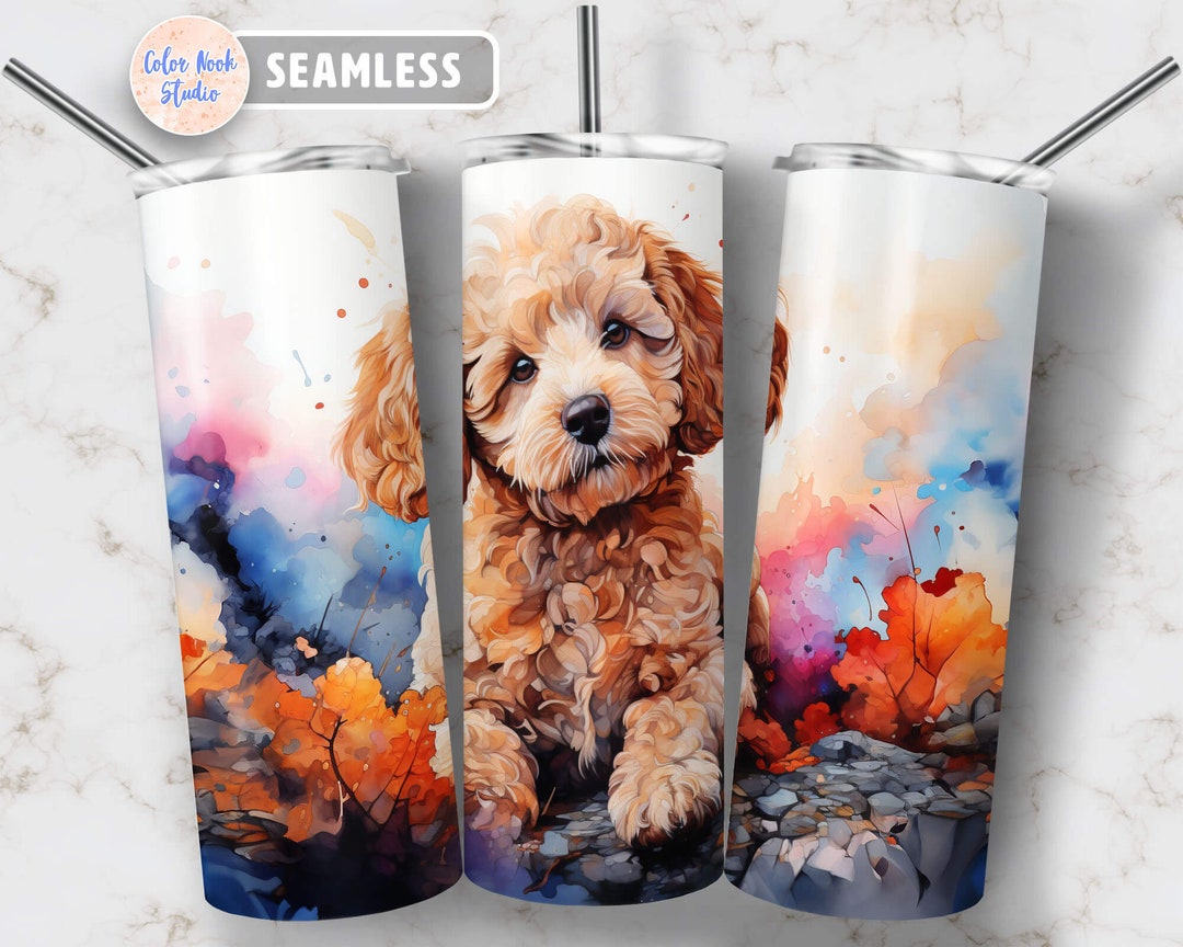 Labradoodle Tumbler Wrap Watercolor Dog 20 Oz Tumbler Sublimation ...