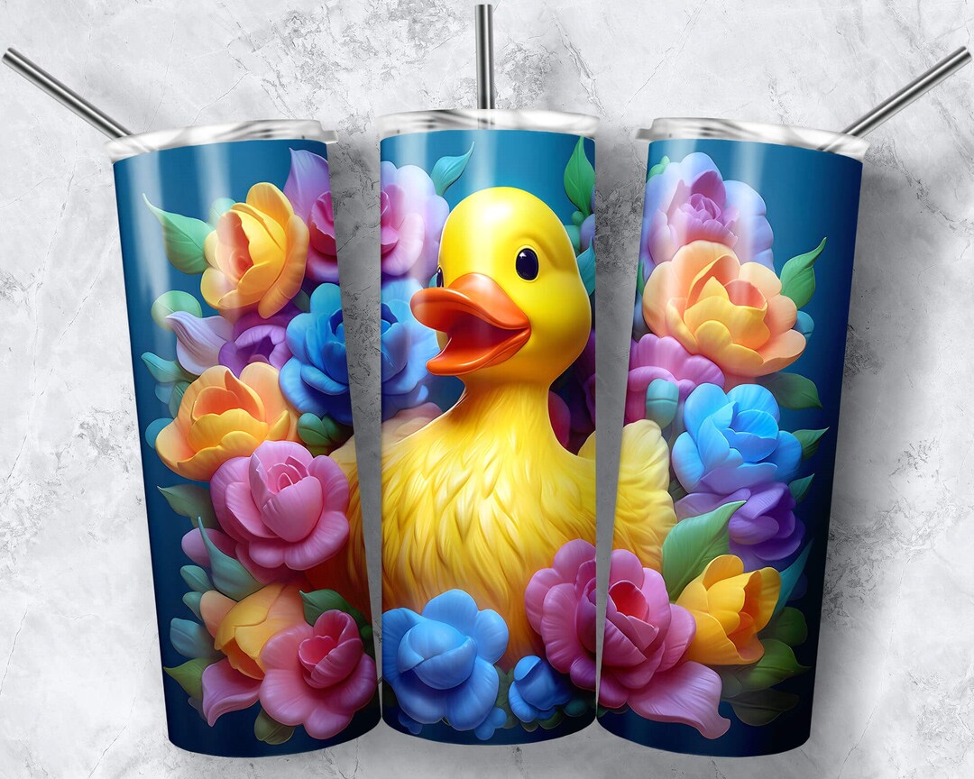 3D Yellow Rubber Duck Tumbler Wrap PNG Colorful Sublimation Design 20oz ...