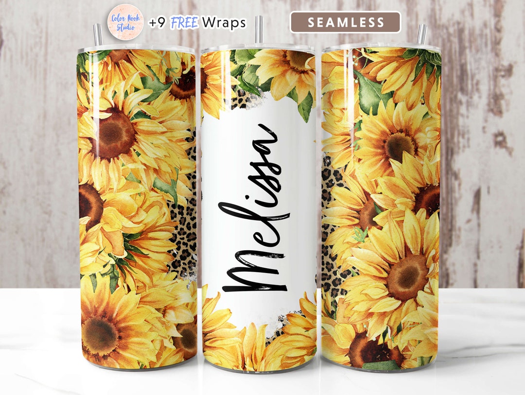 Sunflowers Tumbler Wrap PNG Add Your Own Name Personalized 20 Oz ...