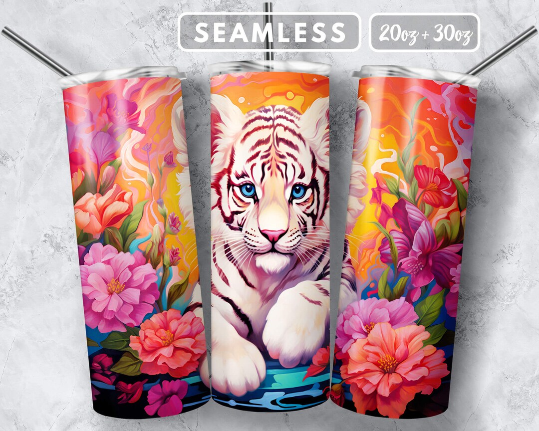 Baby Tiger Sublimation Design 20 Oz and 30 Oz Skinny Straight & Tapered ...