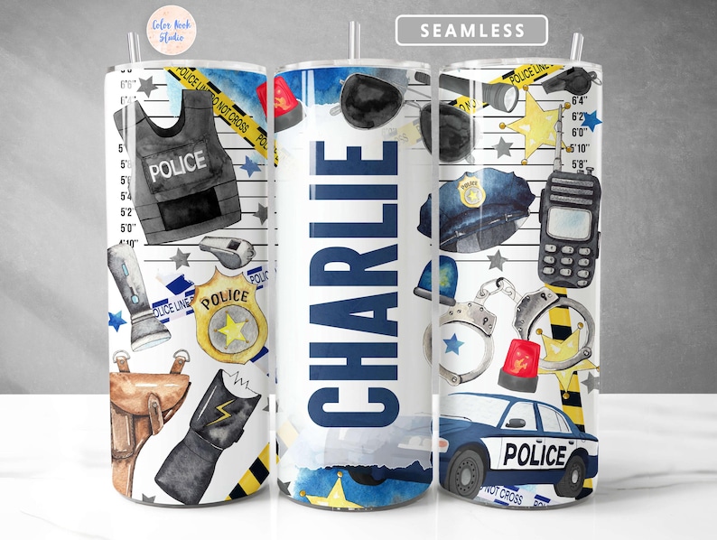 Police Tumbler Wrap PNG Add Your Own Name Personalized Police Officer ...