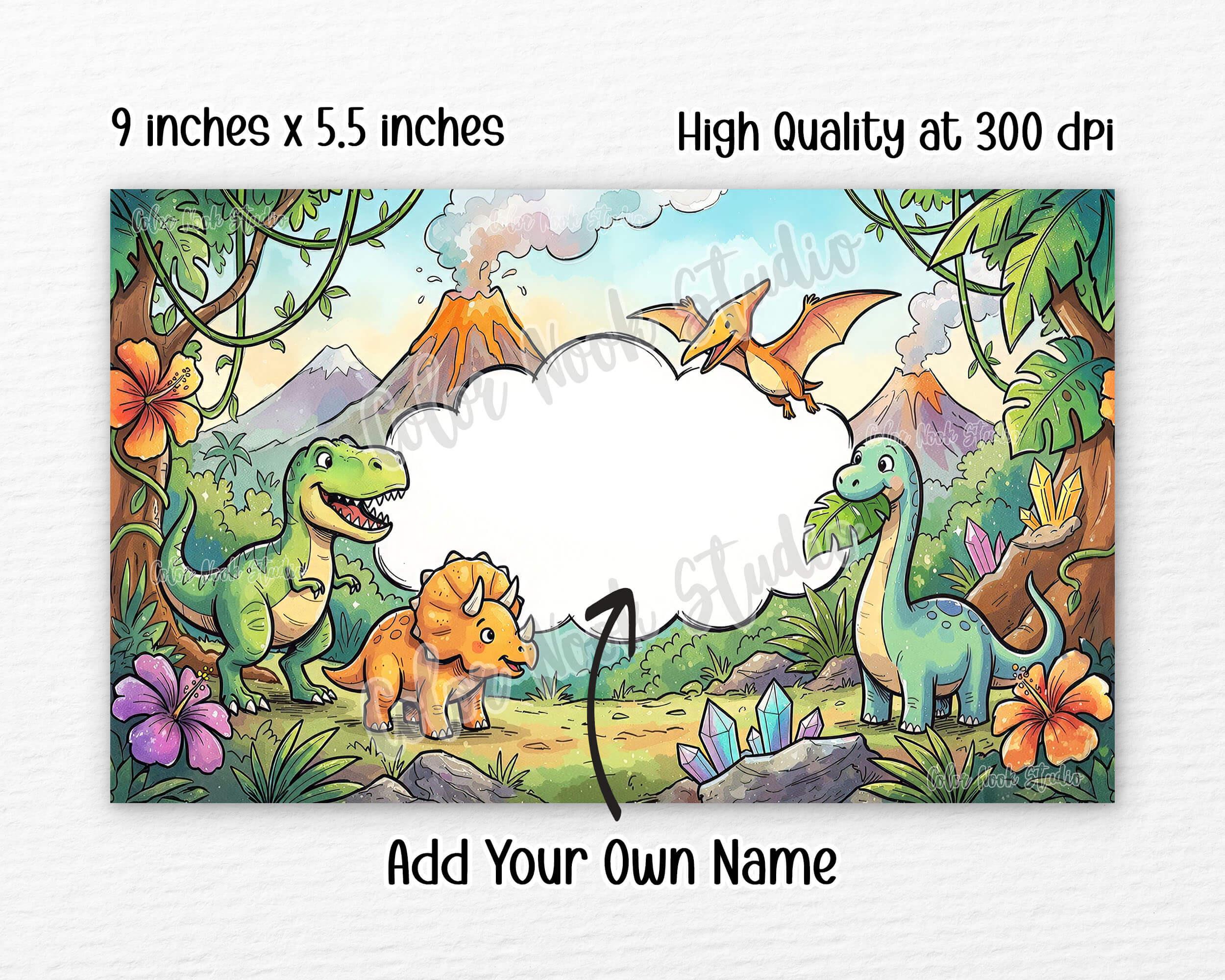 Dinosaur Kids 12 Oz Flip Top Tumbler Wrap, Add Your Own Text/name ...