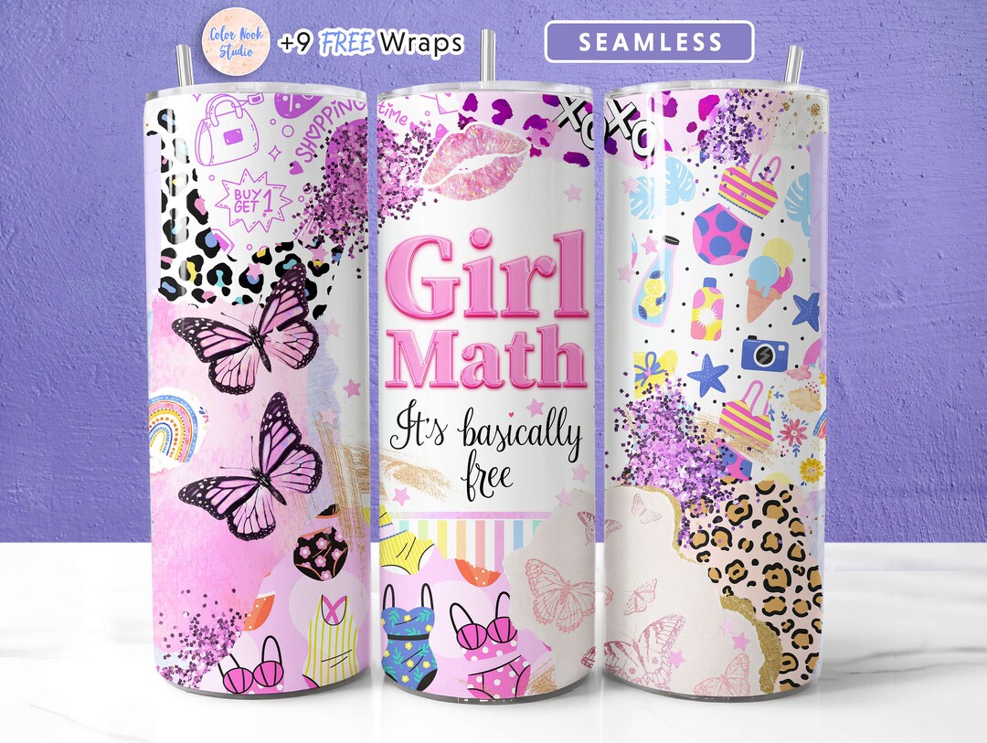 Girl Math Tumbler Wrap PNG Funny Sublimation Seamless 20 Oz Tumbler ...