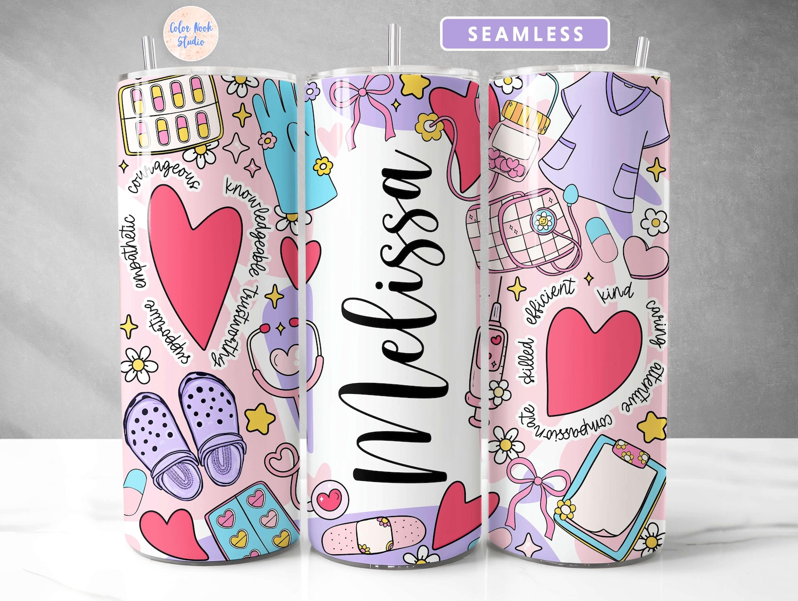 Nurse Tumbler Wrap PNG Groovy Personalized Add Your Own Name/text ...