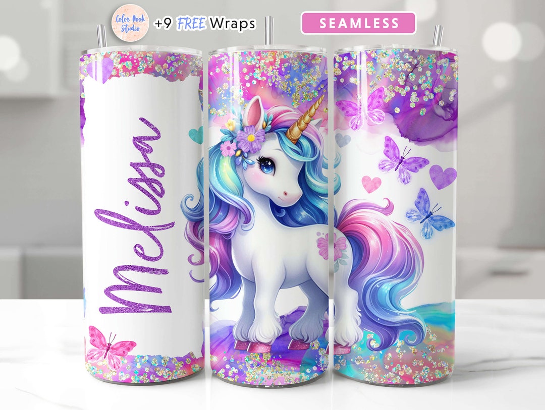 Unicorn Tumbler Wrap PNG Add Your Own Name 20 Oz Tumbler Design ...