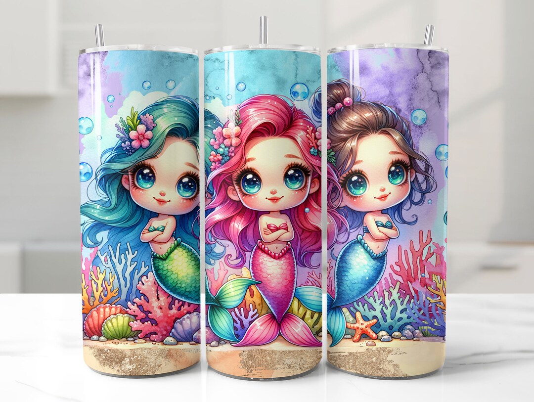 Mermaid Tumbler Wrap Cute Seamless Sublimation 20 Oz Tumbler Design ...