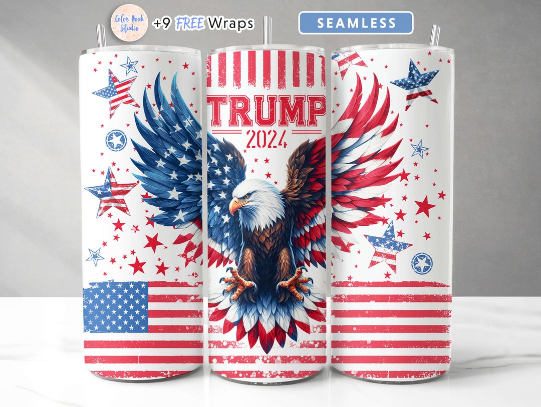 Trump 2024 Tumbler Wrap USA Eagle PNG Seamless Sublimation 20 Oz ...